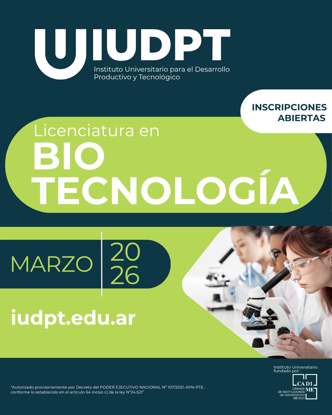 Tecnicatura Universitaria en Biotecnología - IUDPT